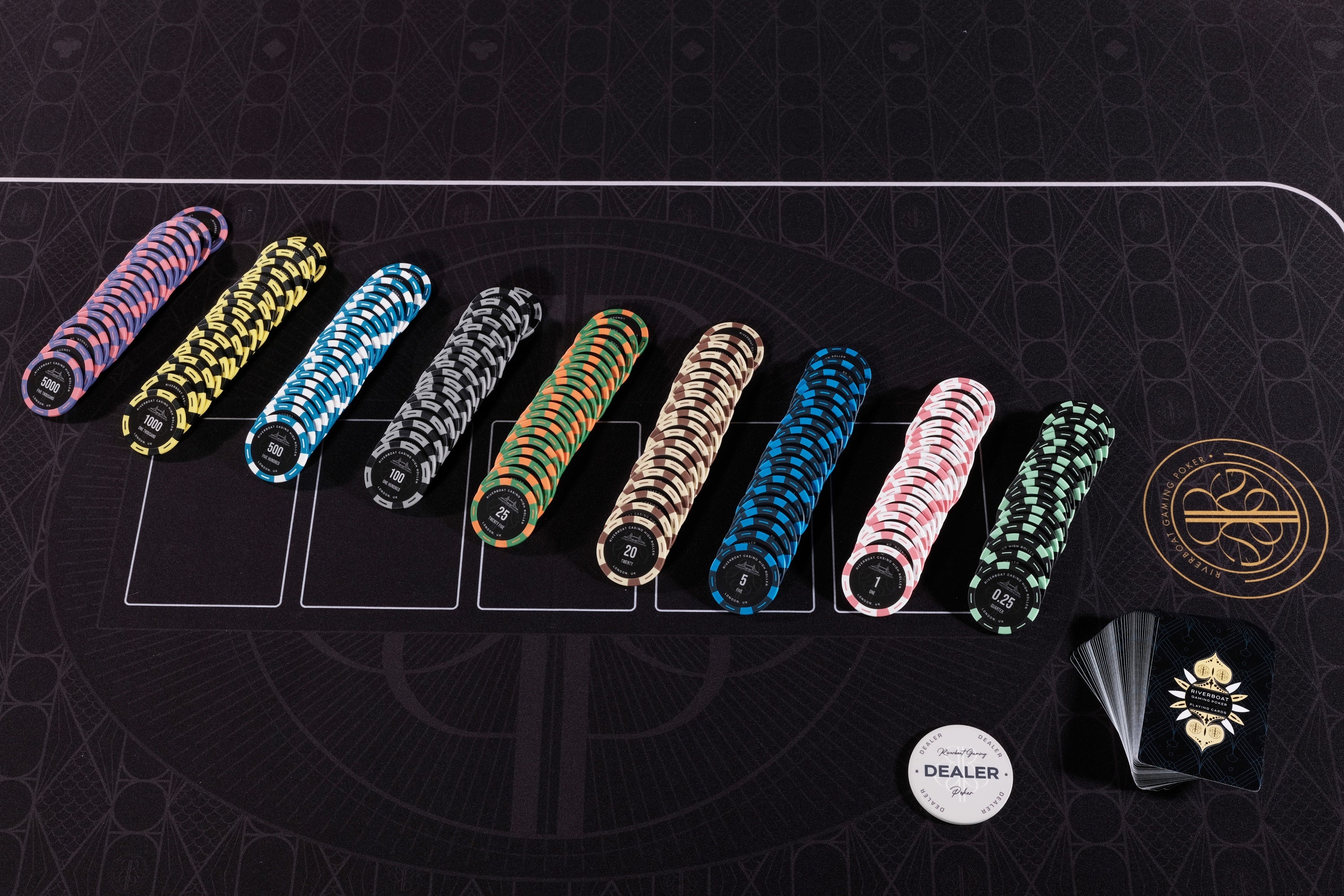 High Roller Numbered Poker Chips - 14g 100 Piece Rack (All Denominatio ...